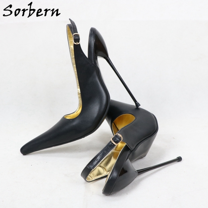 Sorbern 12cm Stilettos Metal Heel Pump Sexy Slingback Shoes Pointed Toe