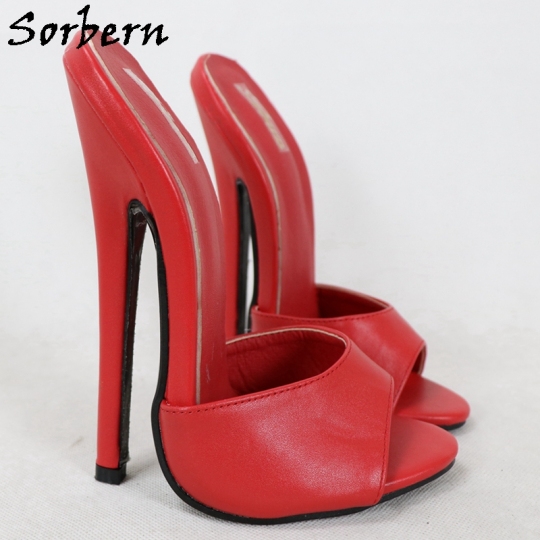 Sorbern 18cm High Heel Mules Women Slippers Sexy Mistress Hi Heel Stiletto