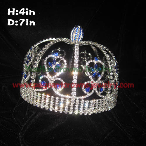 Full Round Pageant Crowns Alloy Diamond Round Crowns For Sale