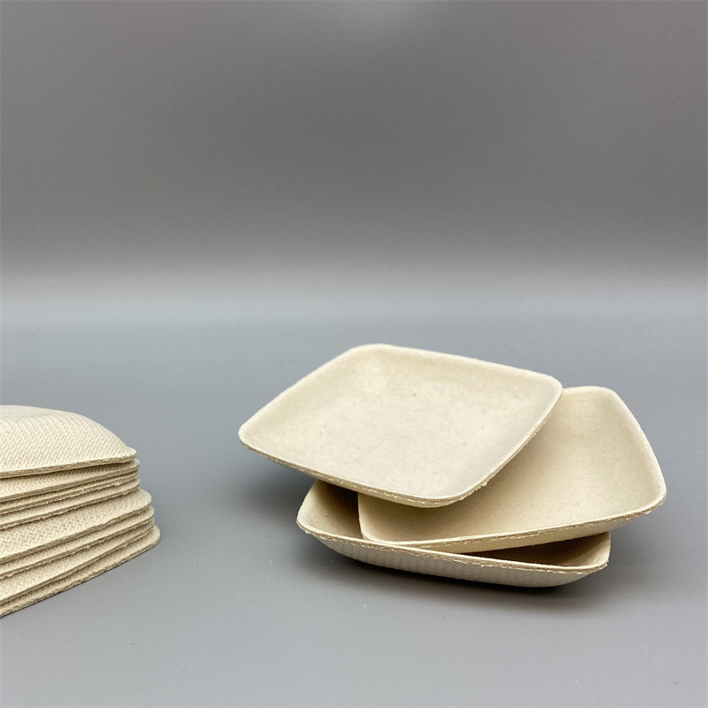 Compostable Brown 2 1/2" Square Appetizer Plates - Sugarcane Plates