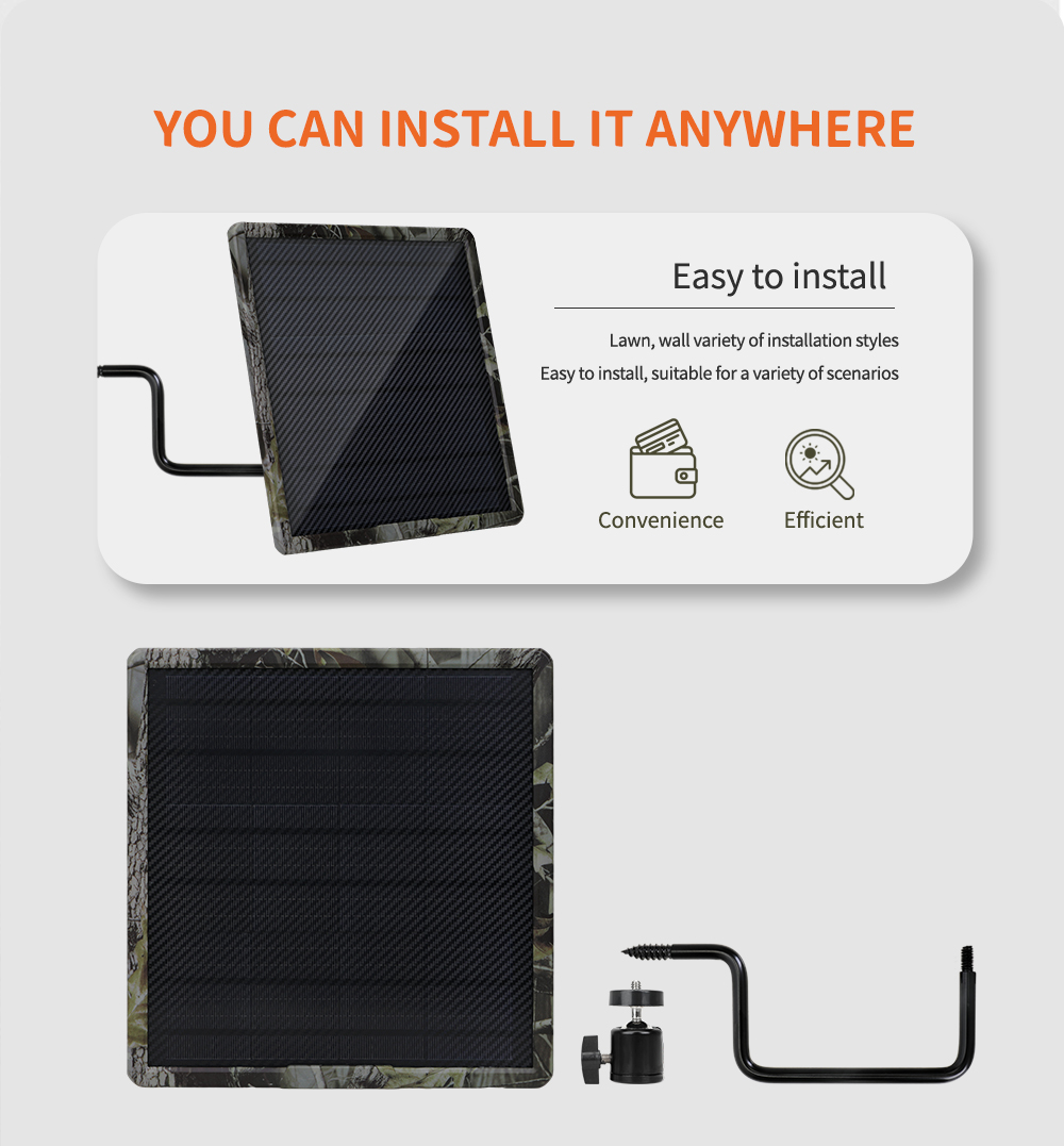 Solar Panel With Built In Battery For Trail Hunting Game Camera