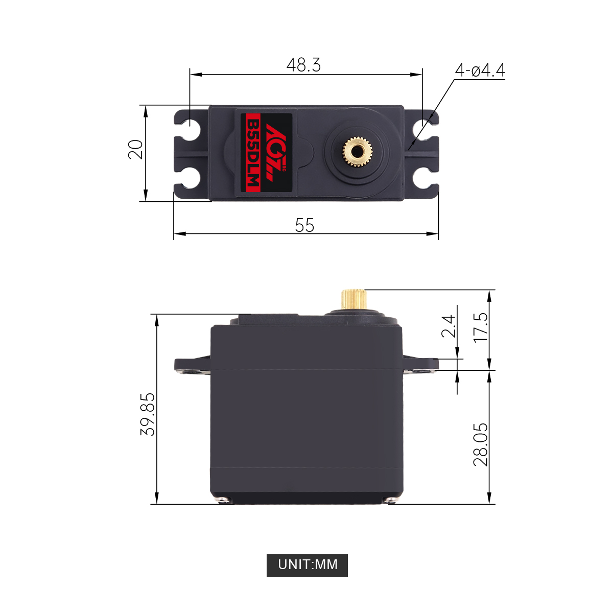 B55DLM 62g Digital High Torque Metal Gear Servo Motor