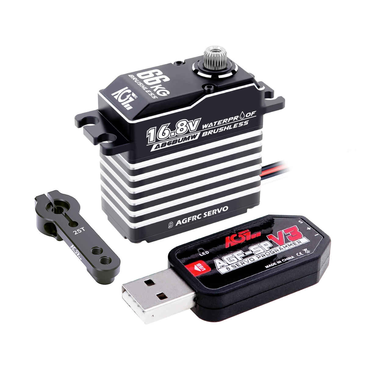 AGFRC 66KG 16V 4S LiPo Monster Torque Waterproof Brushless RC Servo