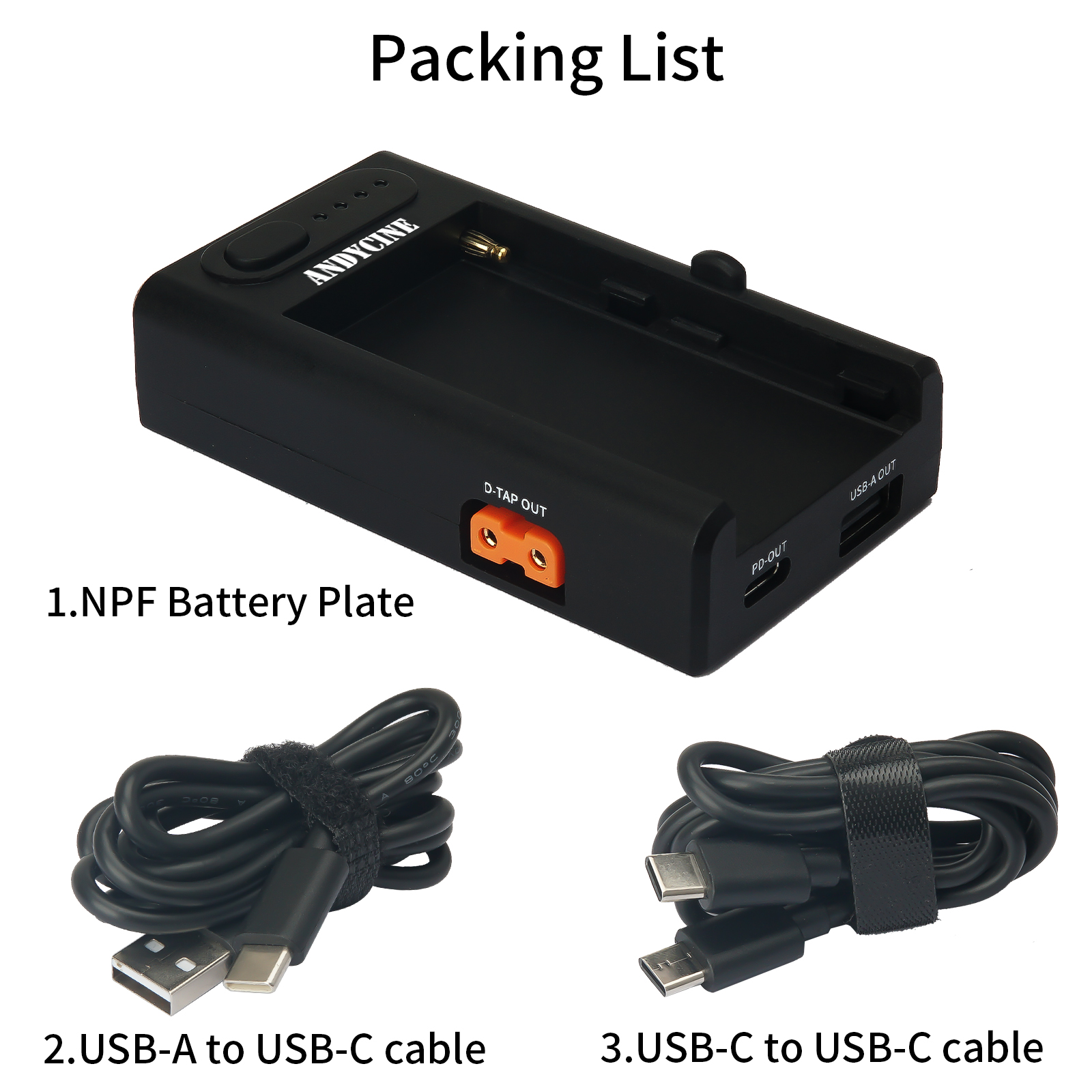 Andycine Multi Function NP-F Battery Plate with D-Tap,Type-C PD,USB-A ...
