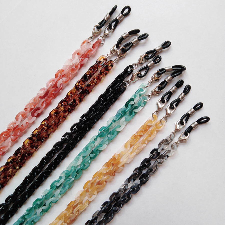 Two-tone color acetate plastic chain/eyeglass holder/sunglass resin ...